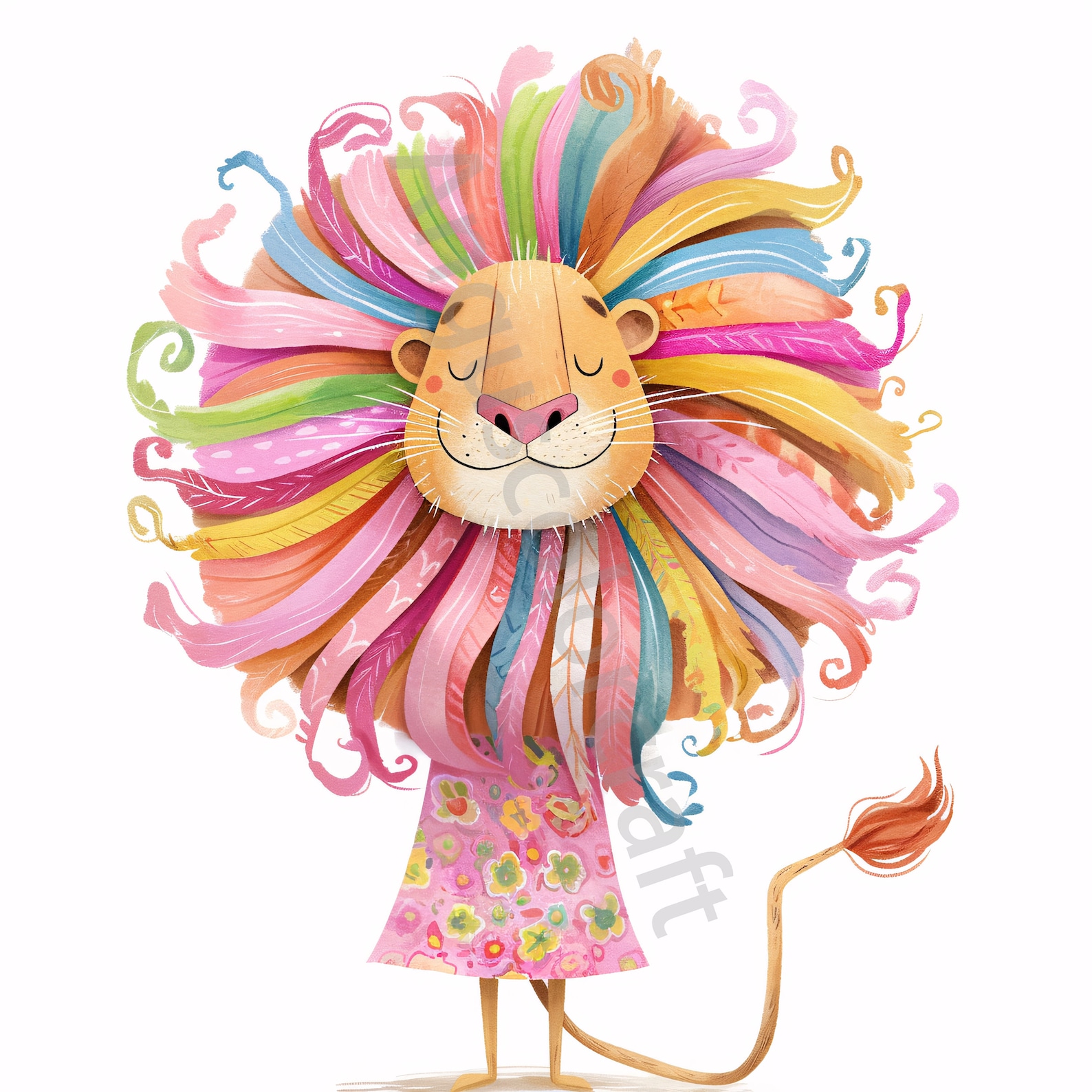 13 Quirky Lion Clipart, Commercial Use, Whimsical Ephemera, Watercolor ...