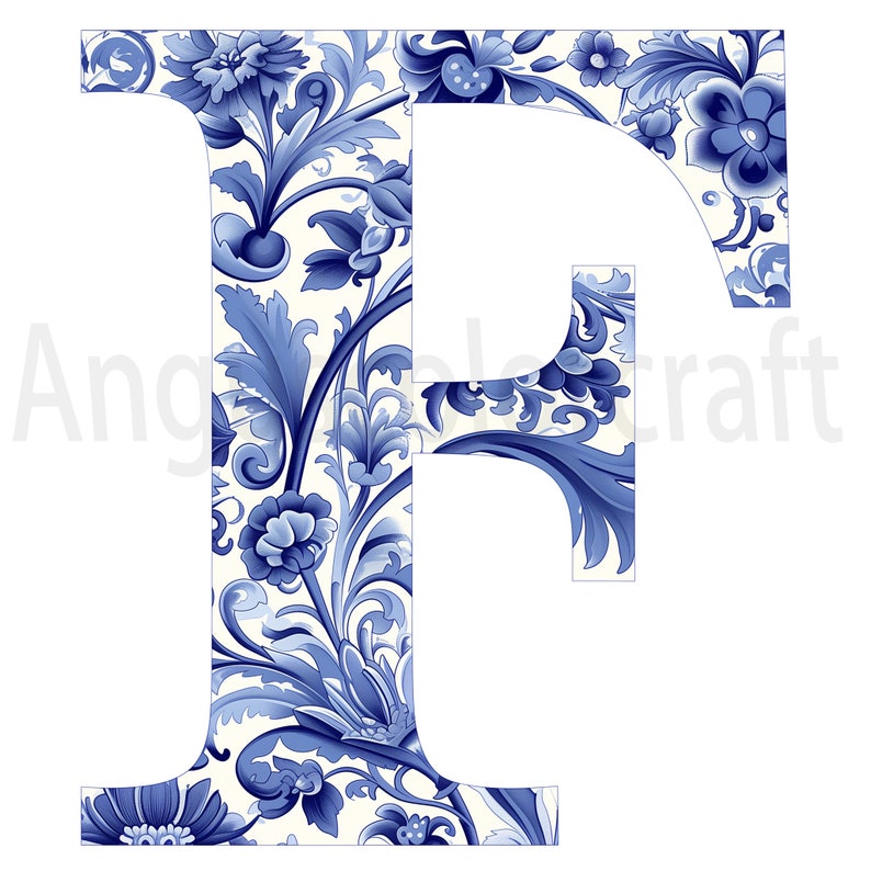 Traditional Chinese Blue and White Porcelain Alphabet Clipart 26 High ...