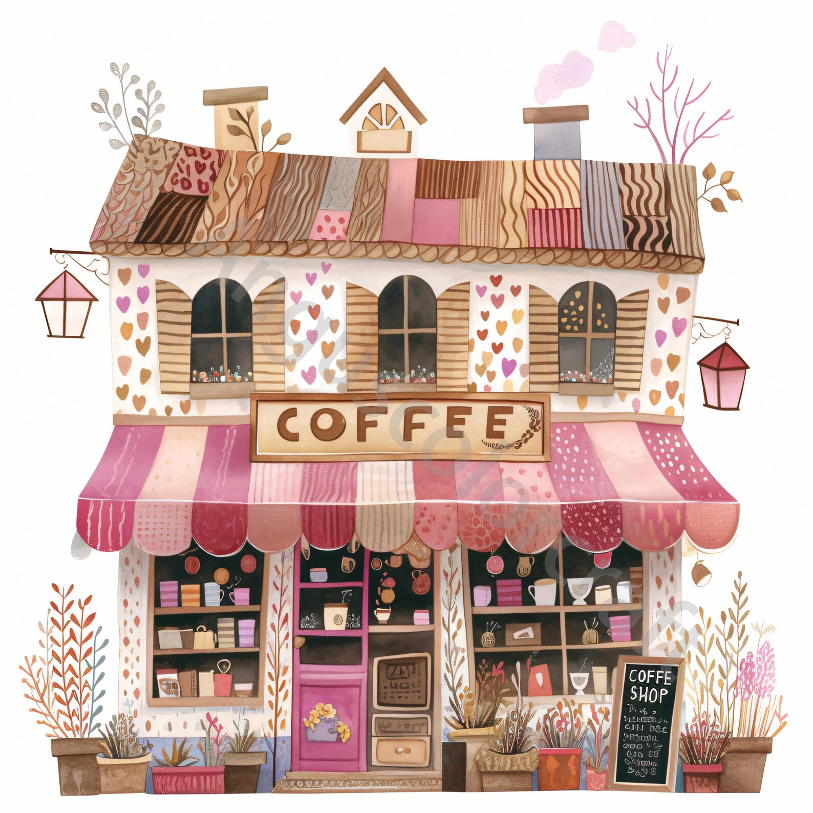 10 Coffee Shop Clip Art, Watercolor Clipart JPG, Junk Journaling ...