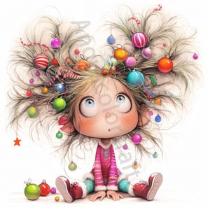 Quirky Christmas Girl Clip Art 13 High Res Watercolor Jpgs, Junk ...