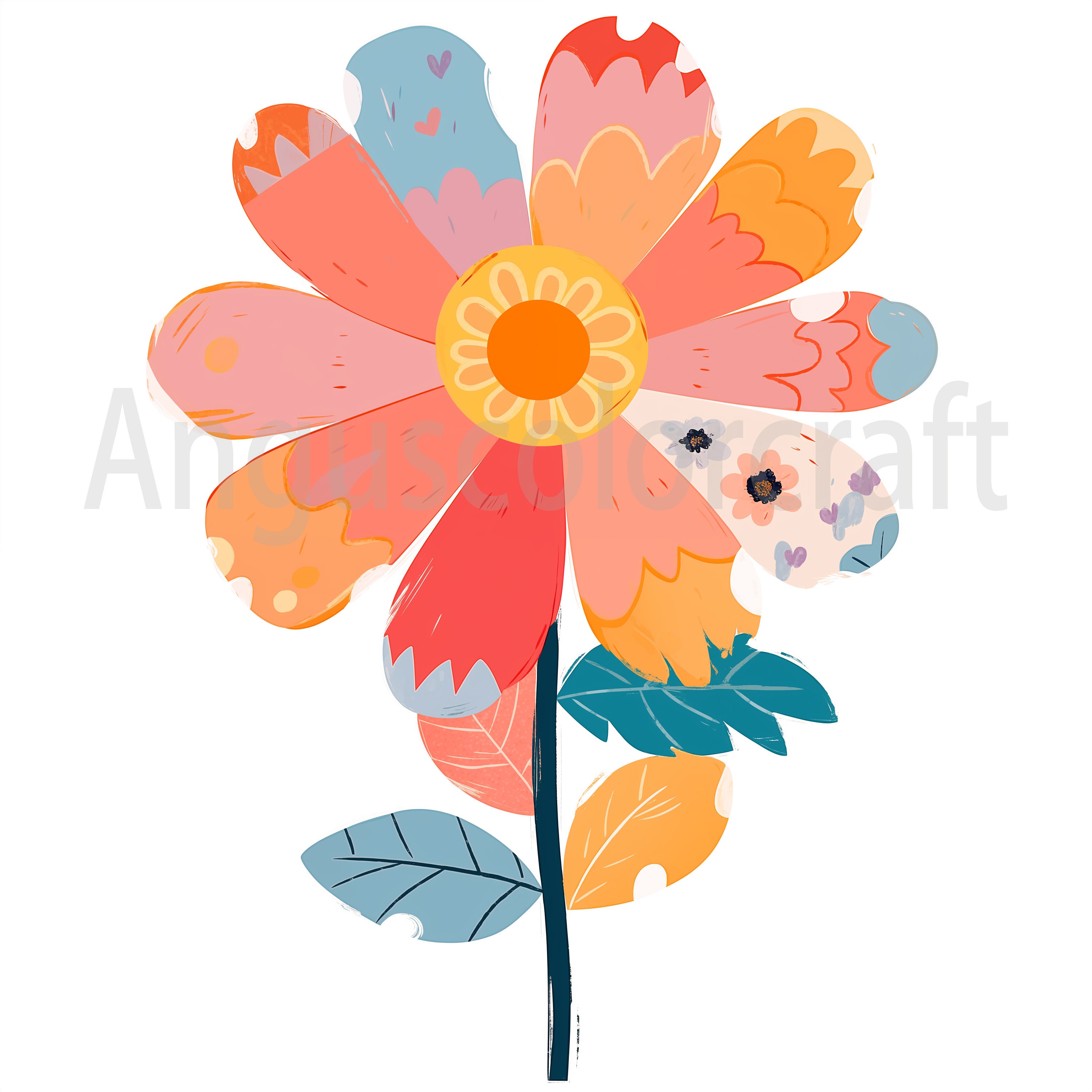 Quirky Flower Clipart-21 Jpgs- Digital Paper Craft, Journaling, Baby ...