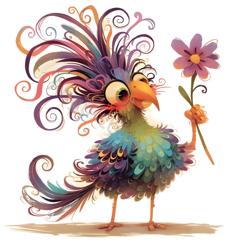 15 Cute Whimsical Bird Clipart, Funny Bird Clipart, High Quality Jpgs ...