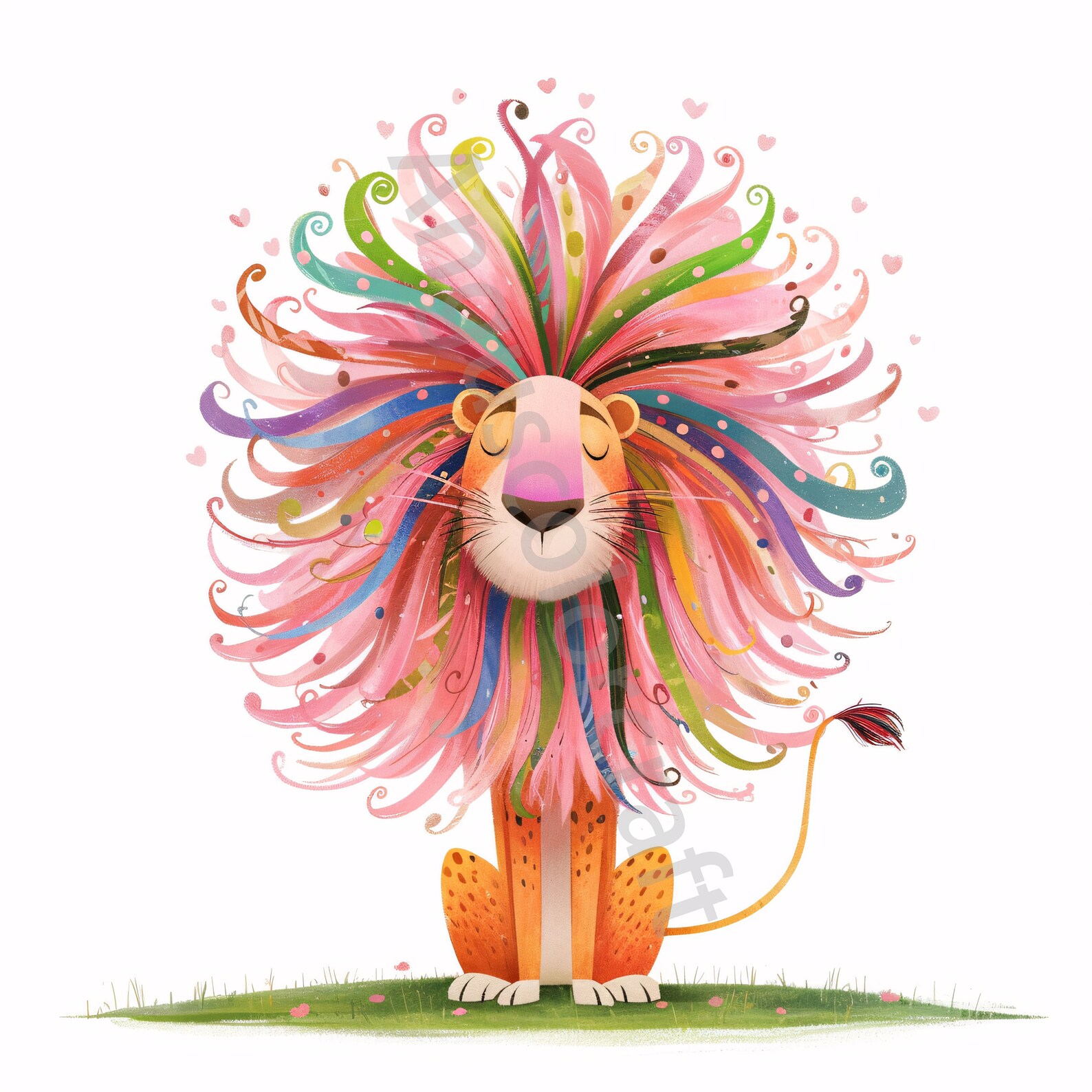 13 Quirky Lion Clipart, Commercial Use, Whimsical Ephemera, Watercolor ...