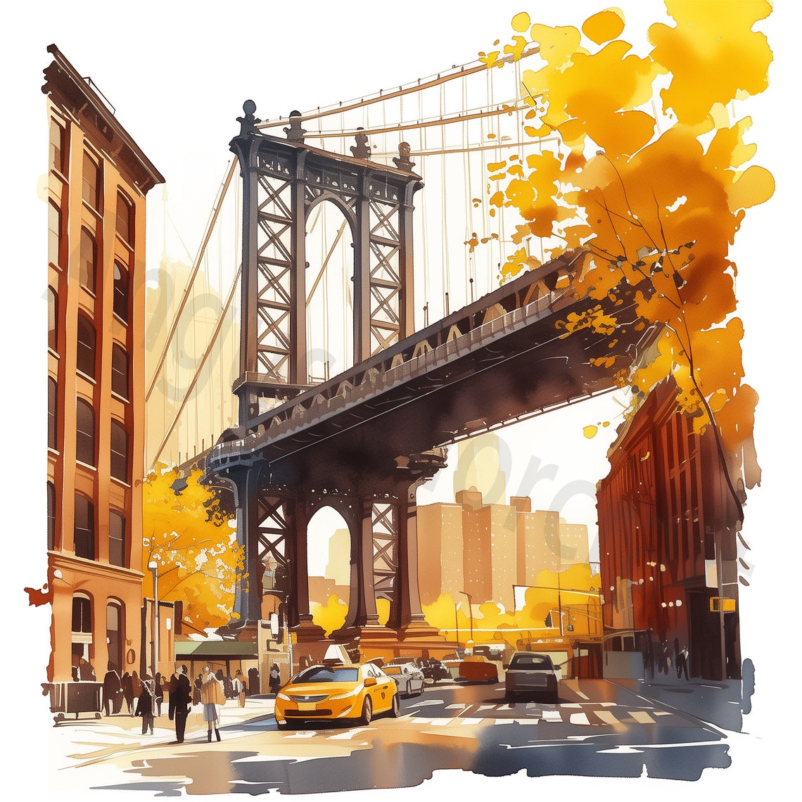 Watercolor New York City Clipart, 16 High-quality Images, Adorable ...