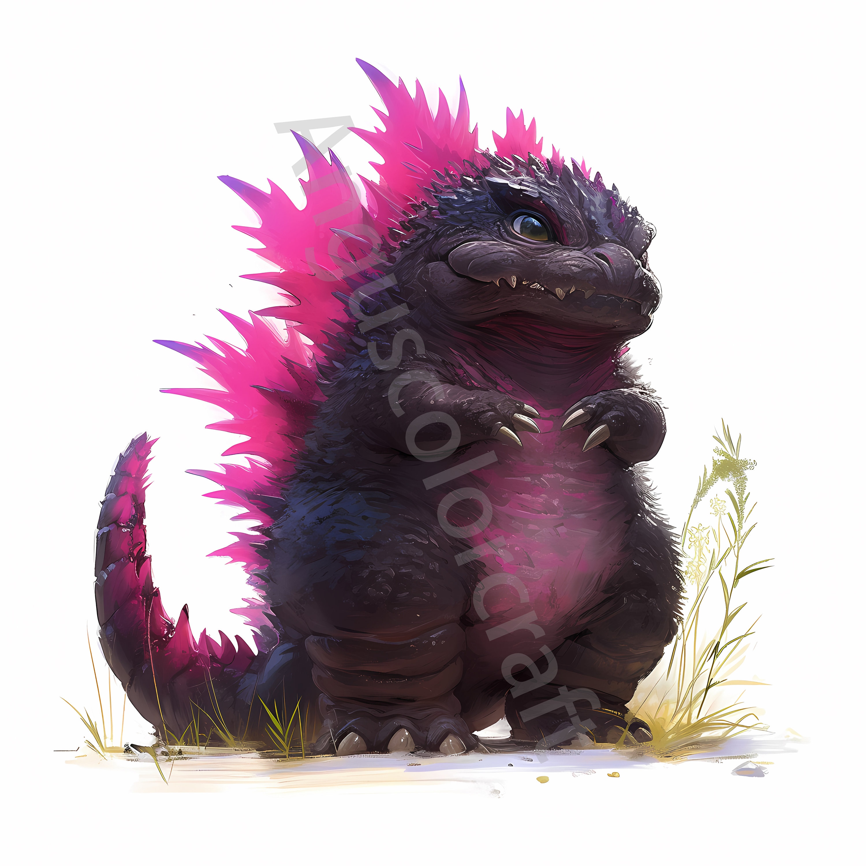 15 Pink Godzilla Clip Art Bundle, Godzilla Clipart JPG, Watercolor ...