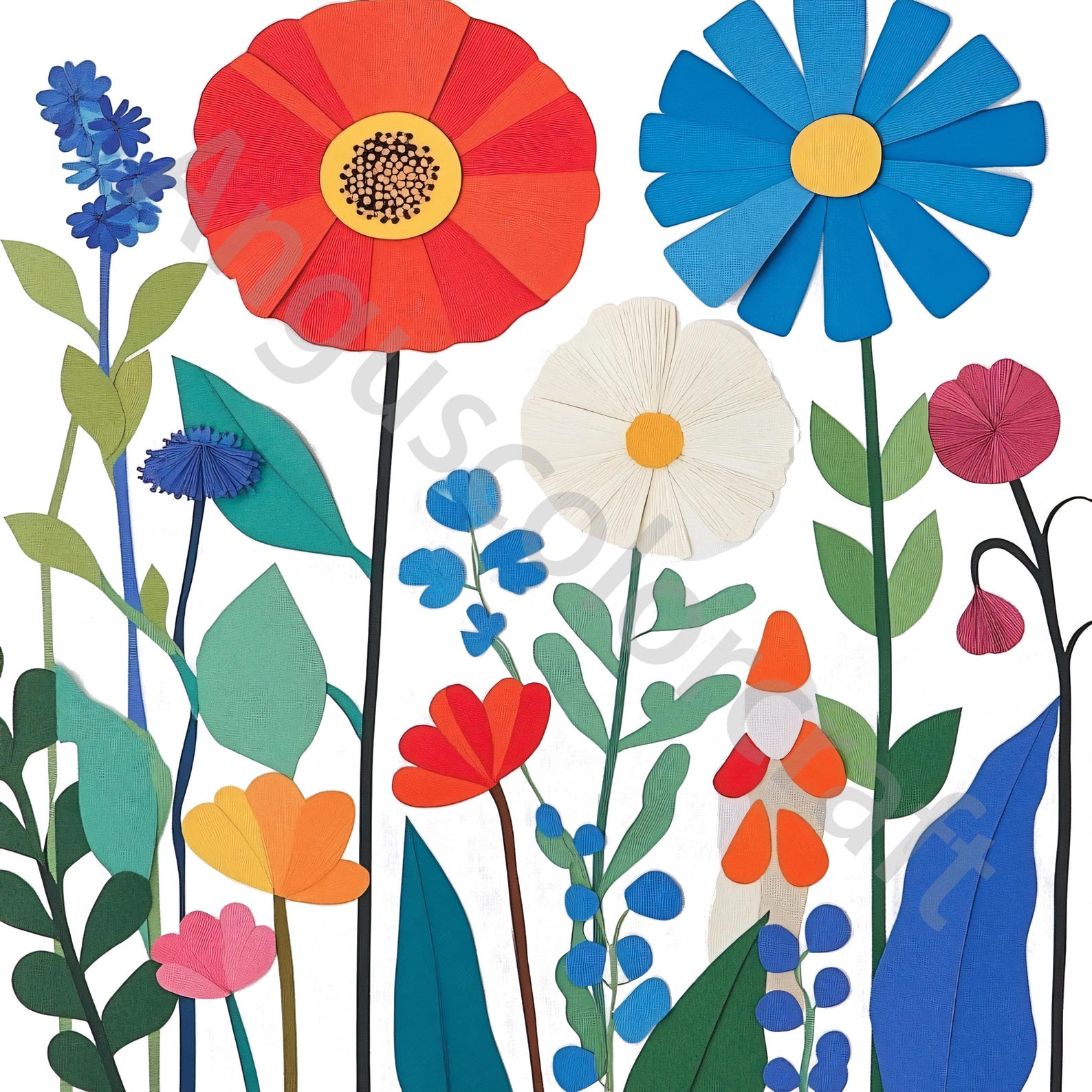 Quirky Flowers Clip Art Bundle 10 High Res Watercolor Floral Jpgs Junk ...