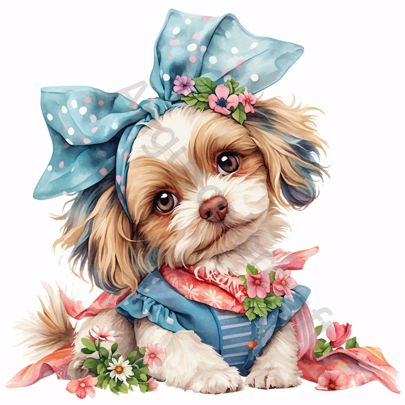 15 Cute Whimsical Lady Dog Clipart, Lady Puppy Clipart, High Res Jpgs ...