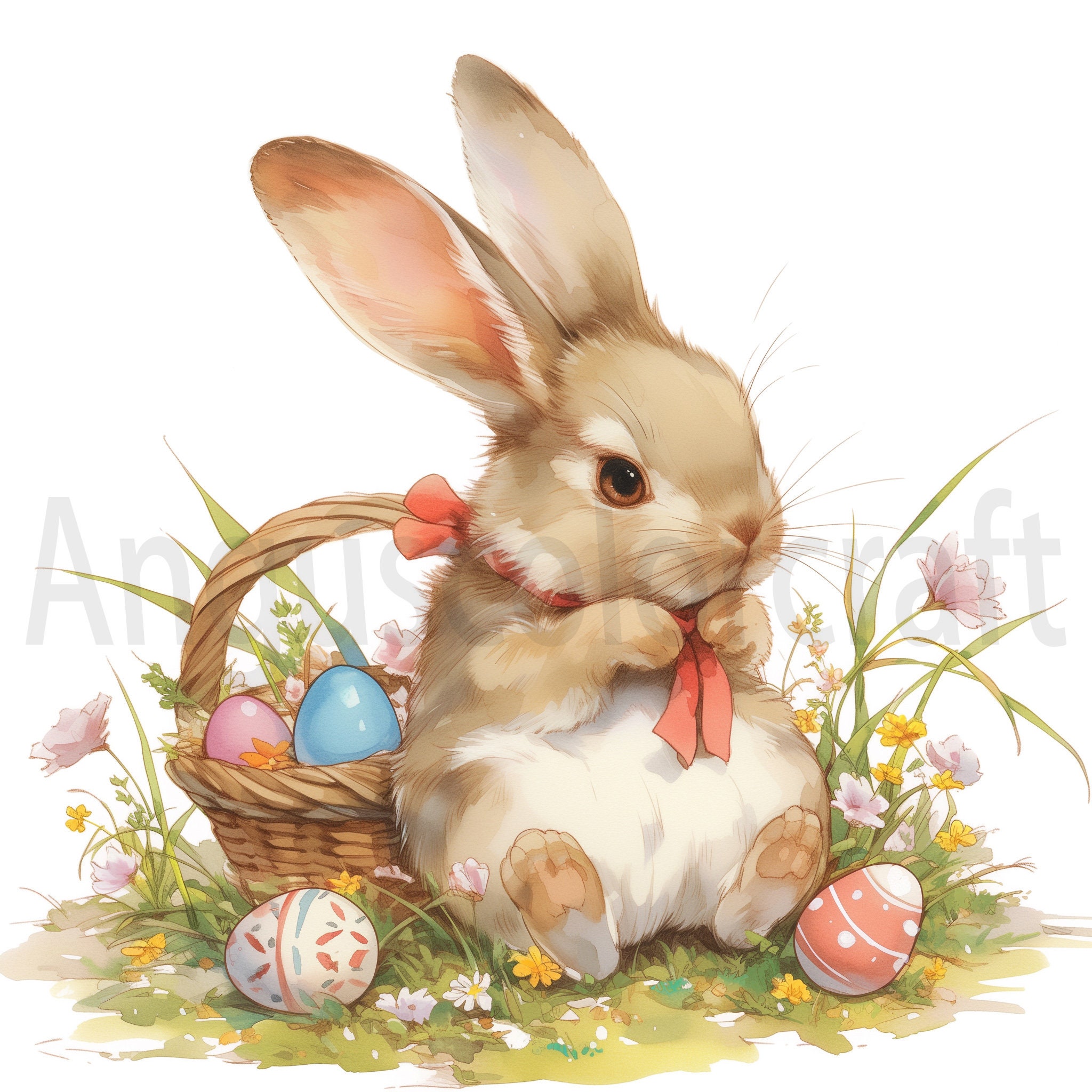 Cute Bunny, Rabbit Clipart, Easter Egg-20 High Quality Jpgs ...