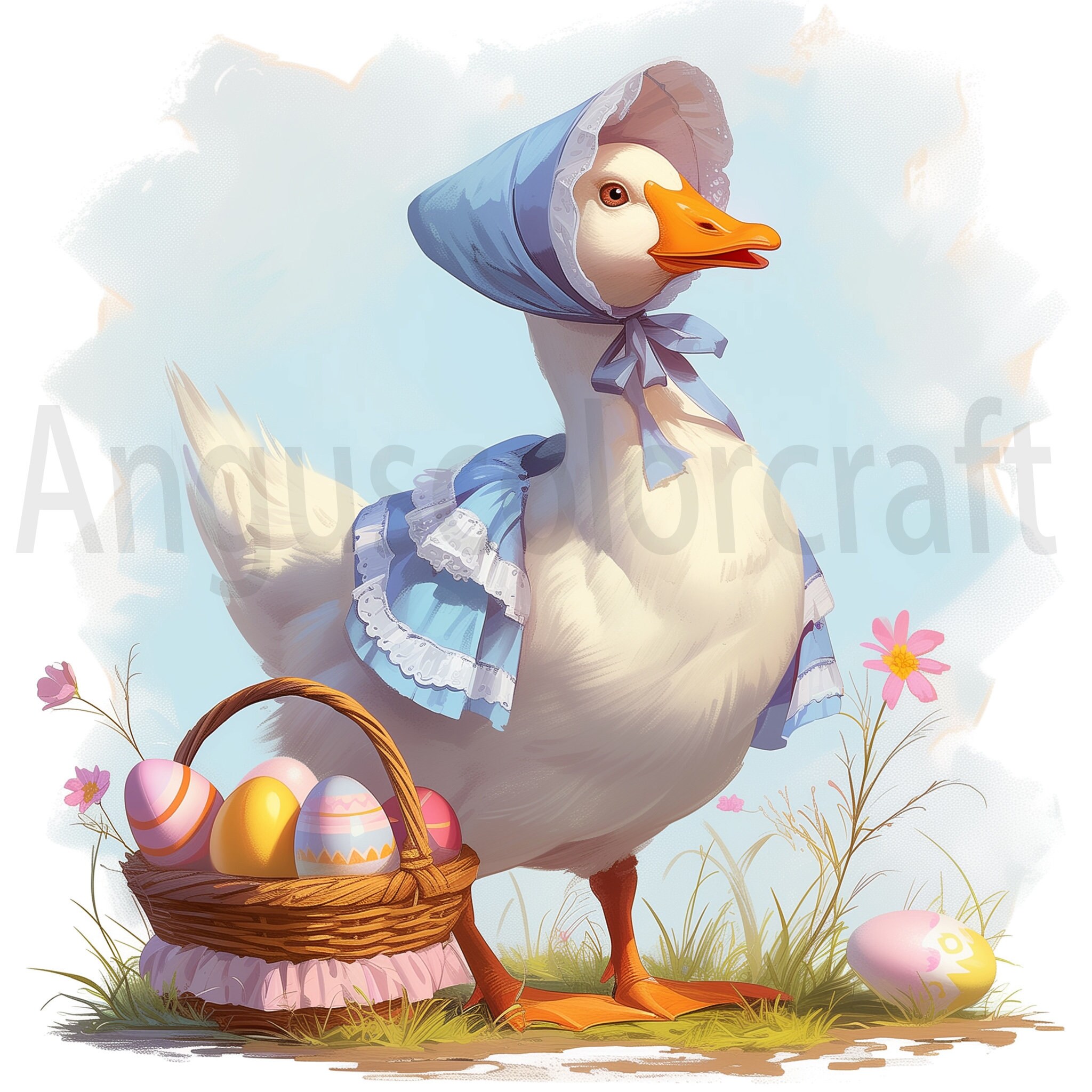 Watercolor Easter Goose Clipart 20high Quality Jpgs, Scrapbook Paper ...