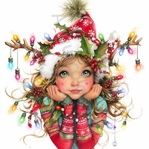 Christmas Girl Clip Art 12 High Res Watercolor Jpgs, Junk Journaling ...