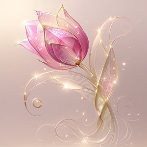 10 Whimsical Crystal Red Flower Clipart, Crystal Flower Clipart, High ...