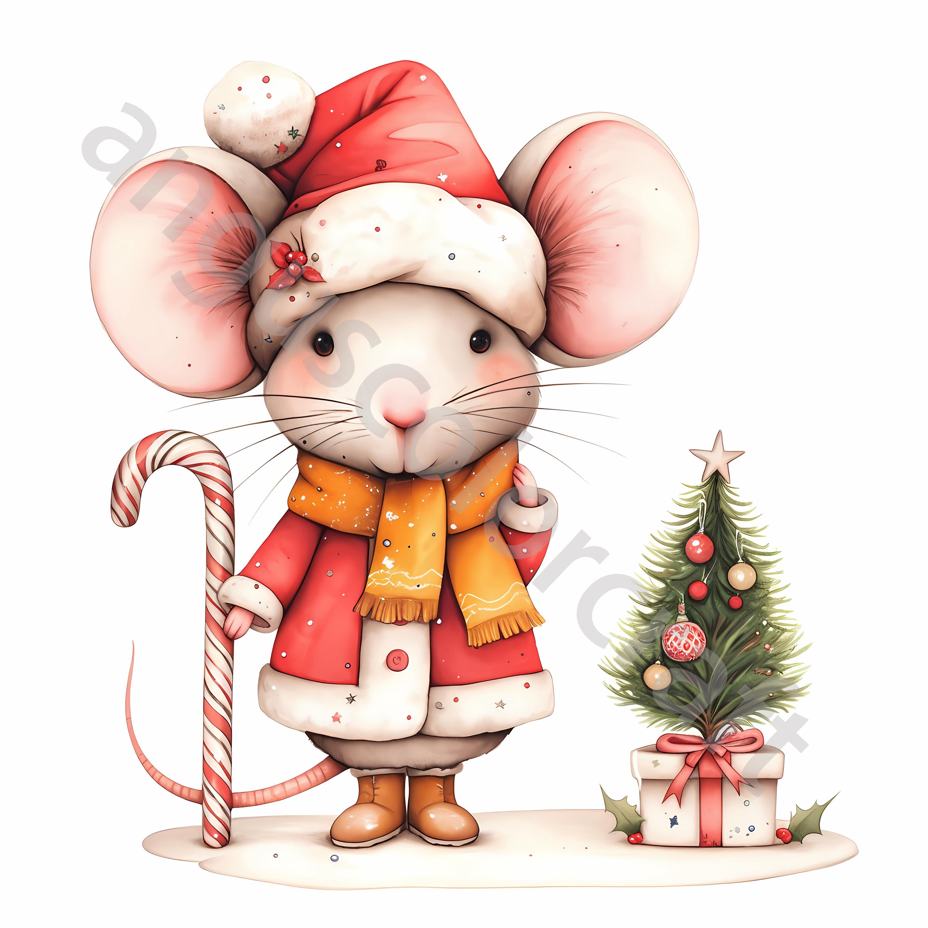 Christmas Tree and Mouse Clip Art, Watercolor Clipart, 10 Jpgs ...