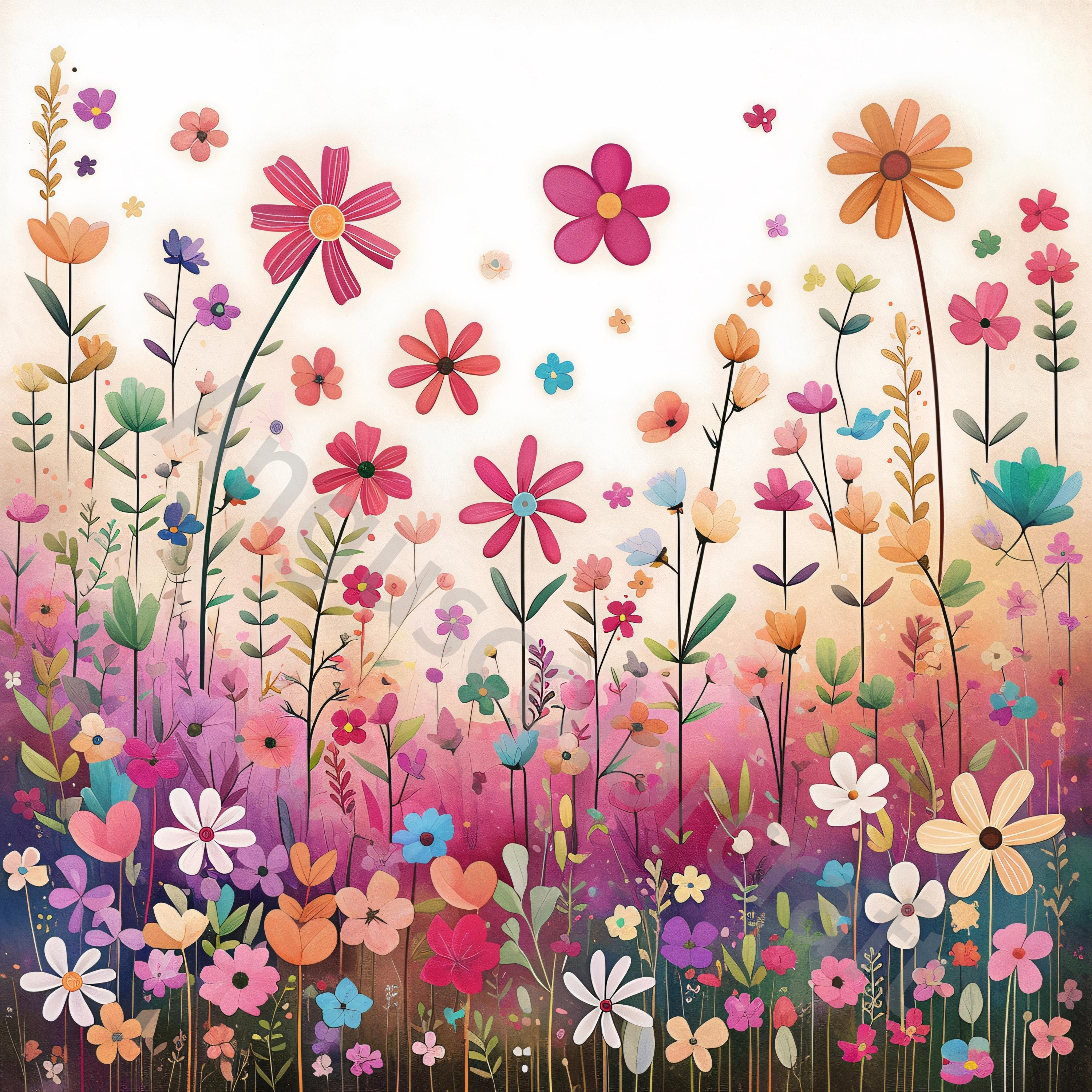 Quirky Meadow Flowers Clip Art Bundle 10 High Res Watercolor Jpgs Junk ...