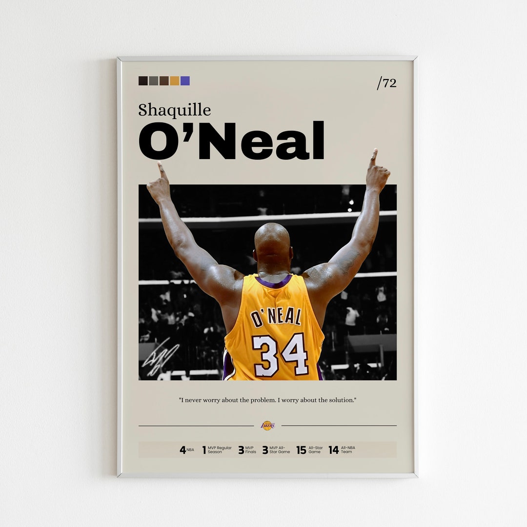 Shaquille O'neal Poster, Basketball Poster, NBA Legend Wall Art, Home ...