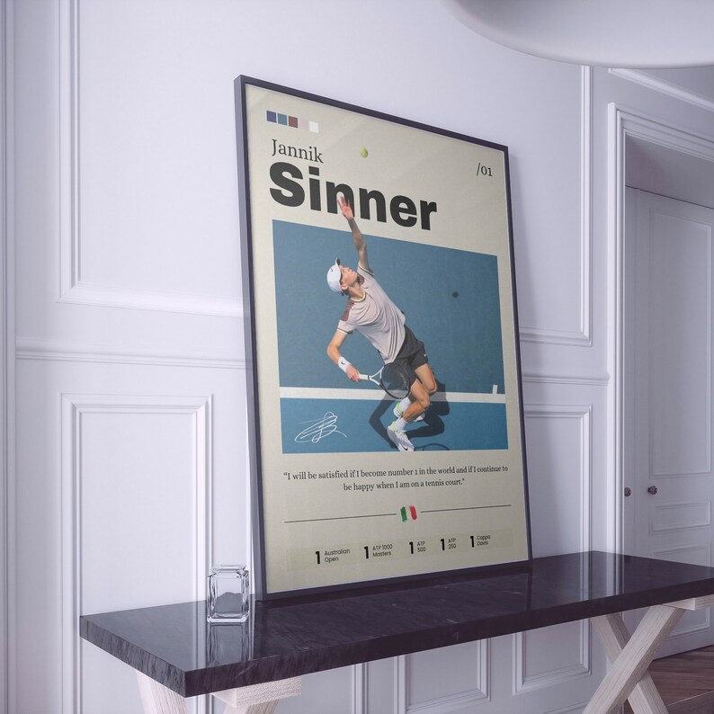 Jannik Sinner Poster, Tennis Poster, Tennis Star Wall Art, Home Decor ...