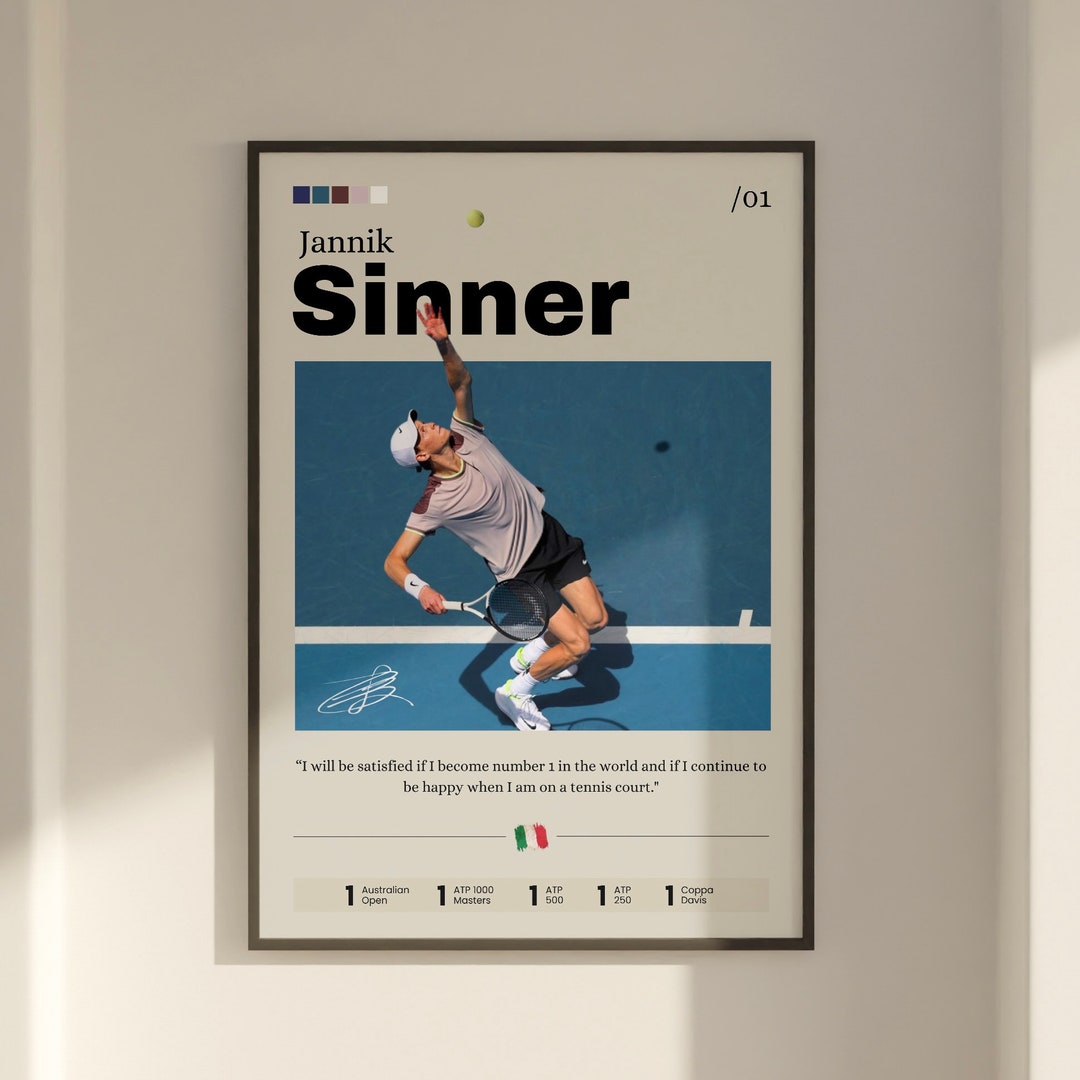 Jannik Sinner Poster, Tennis Poster, Tennis Star Wall Art, Home Decor ...