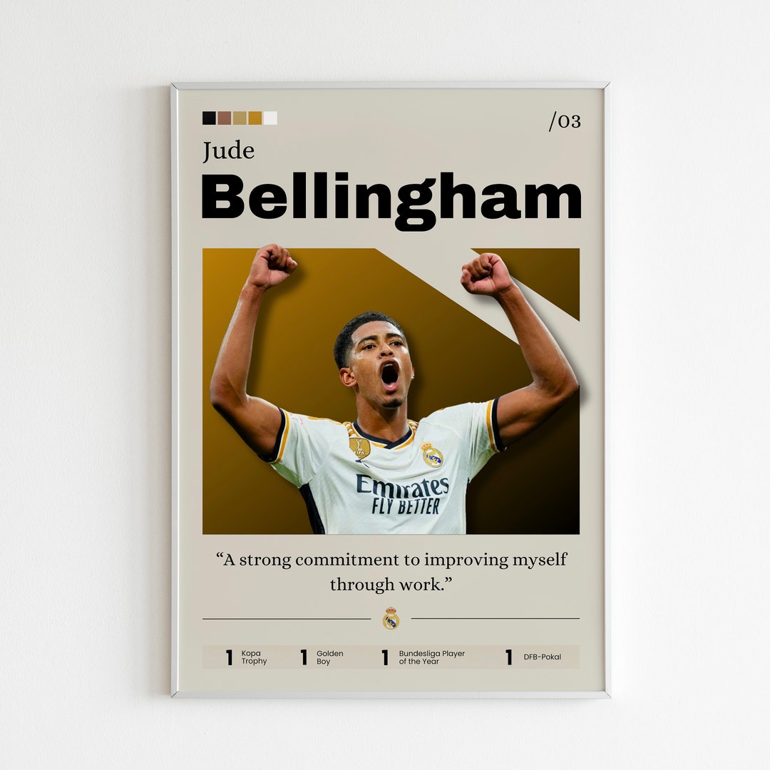 Jude Bellingham Poster, Soccer Art Print, Bellingham Decor, Football ...