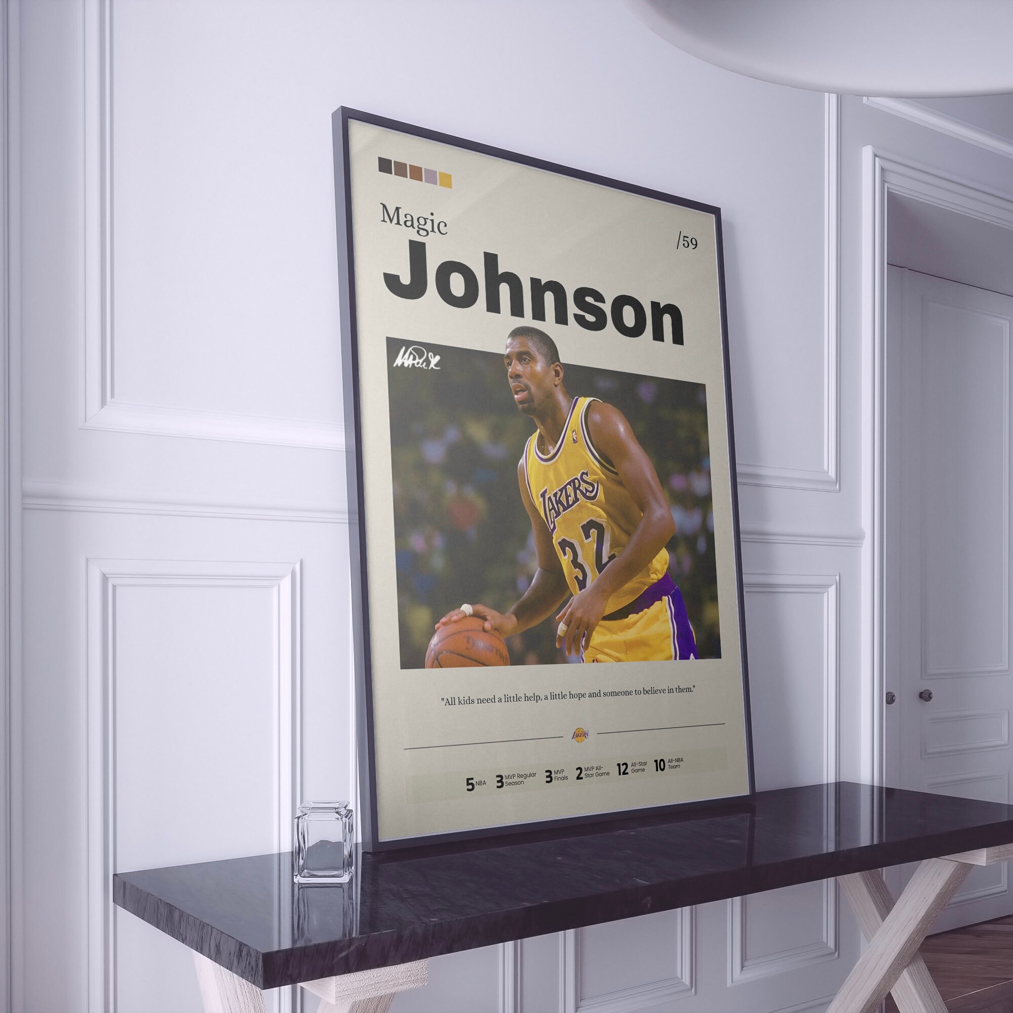 Magic Johnson Poster, Basketball Poster, NBA Player Wall Art, Home ...