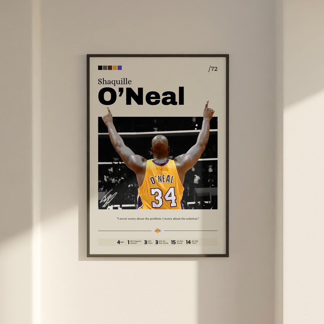 Shaquille O'neal Poster, Basketball Poster, NBA Legend Wall Art, Home ...