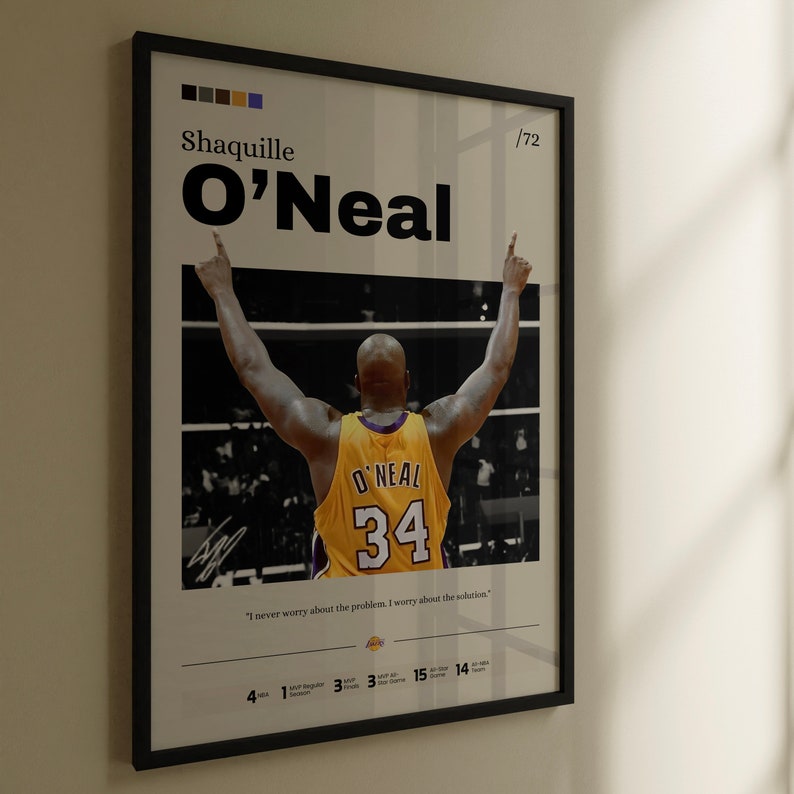 Shaquille O'neal Poster, Basketball Poster, NBA Legend Wall Art, Home ...