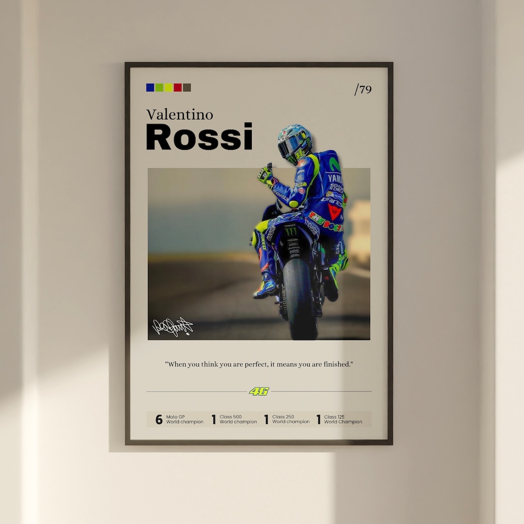 Valentino Rossi Poster, Motor Legend Poster, Moto GP Wall Art, Home ...