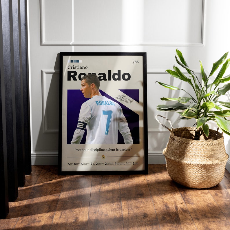 Cristiano Ronaldo Poster, Soccer Art Print, Ronaldo Decor, Football ...