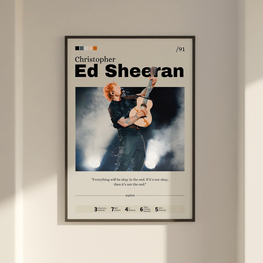 Ed Sheeran Poster, Music Art Print, Artist Poster, Home Decor ...