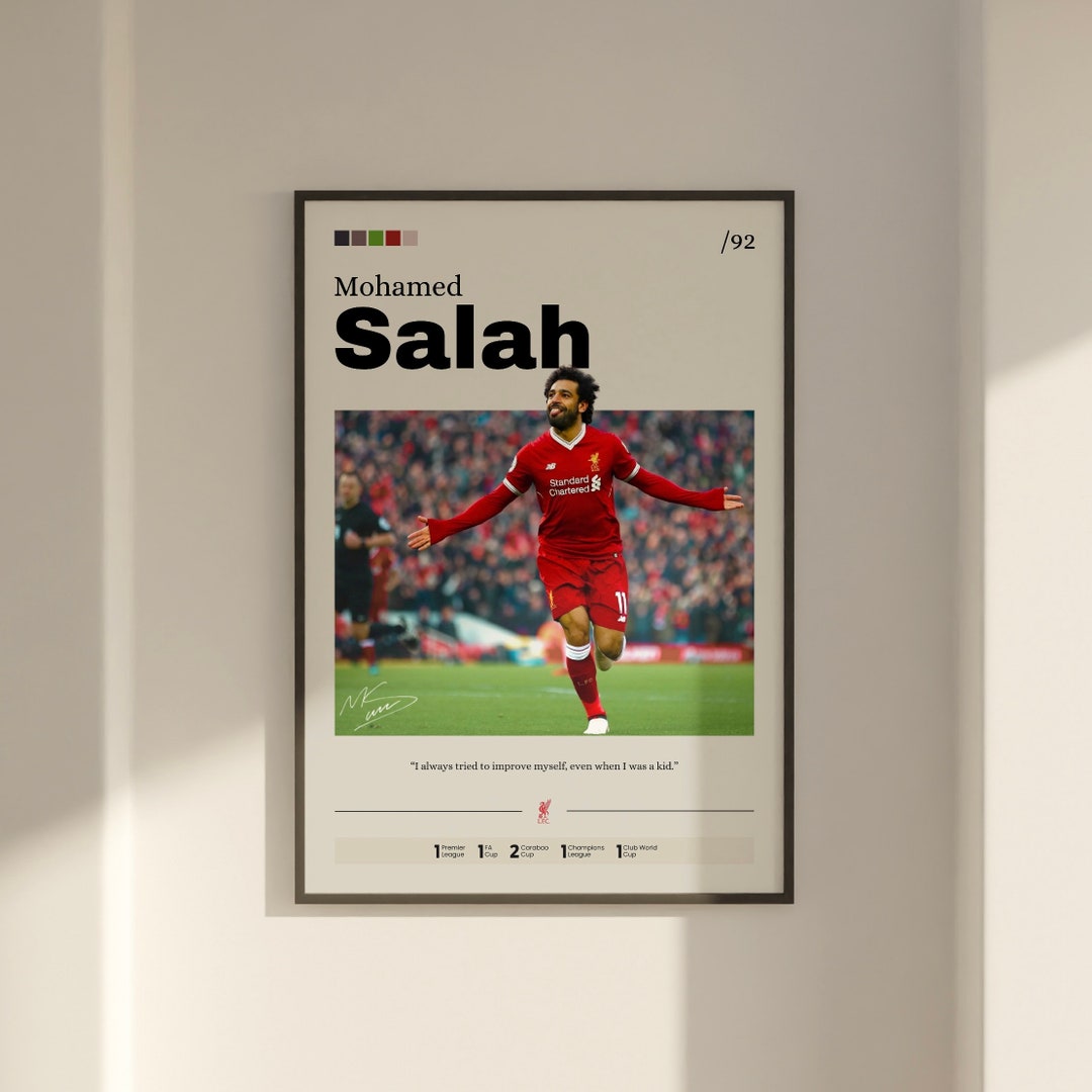 Mohamed Salah Poster, Soccer Print, Salah Print Decor, Football ...