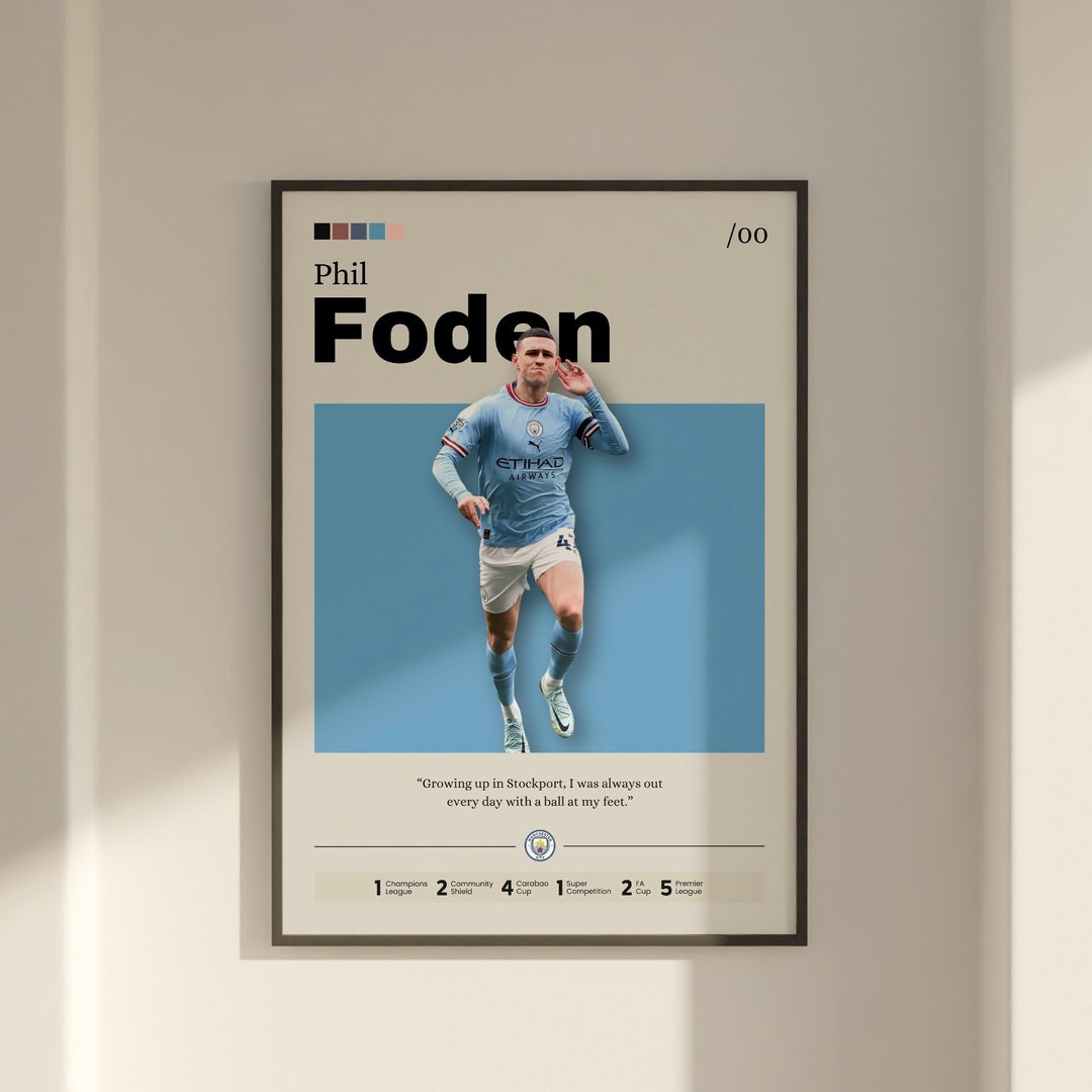 Phil Foden Poster, Soccer Print, Foden Print Decor, Football ...