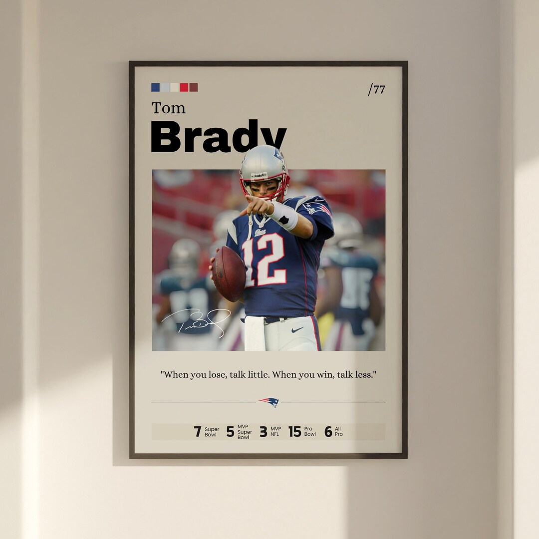 Tom Brady Poster, Football Poster, NFL Legend Wall Art, Home Decor Art ...