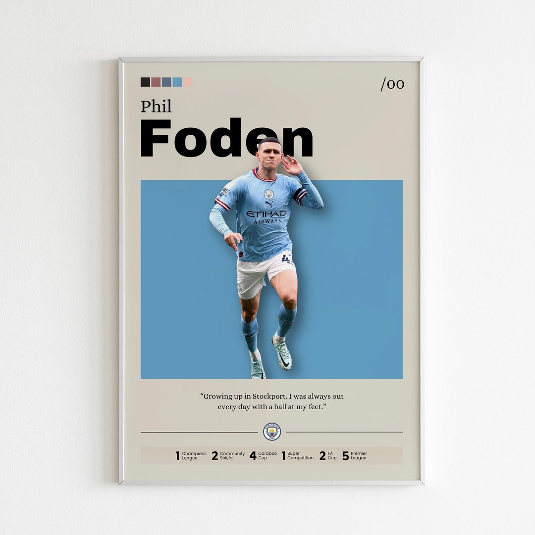 Phil Foden Poster, Soccer Print, Foden Print Decor, Football ...