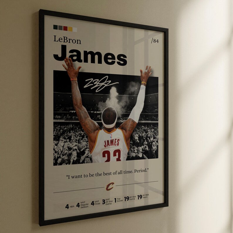 Lebron James Poster, Basketball Poster, NBA Legend Wall Art, Home Decor ...