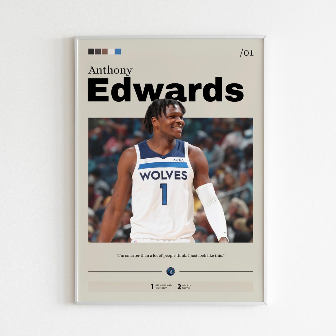 Anthony Edwards Poster, Basketball Poster, NBA Player Wall Art, Home ...