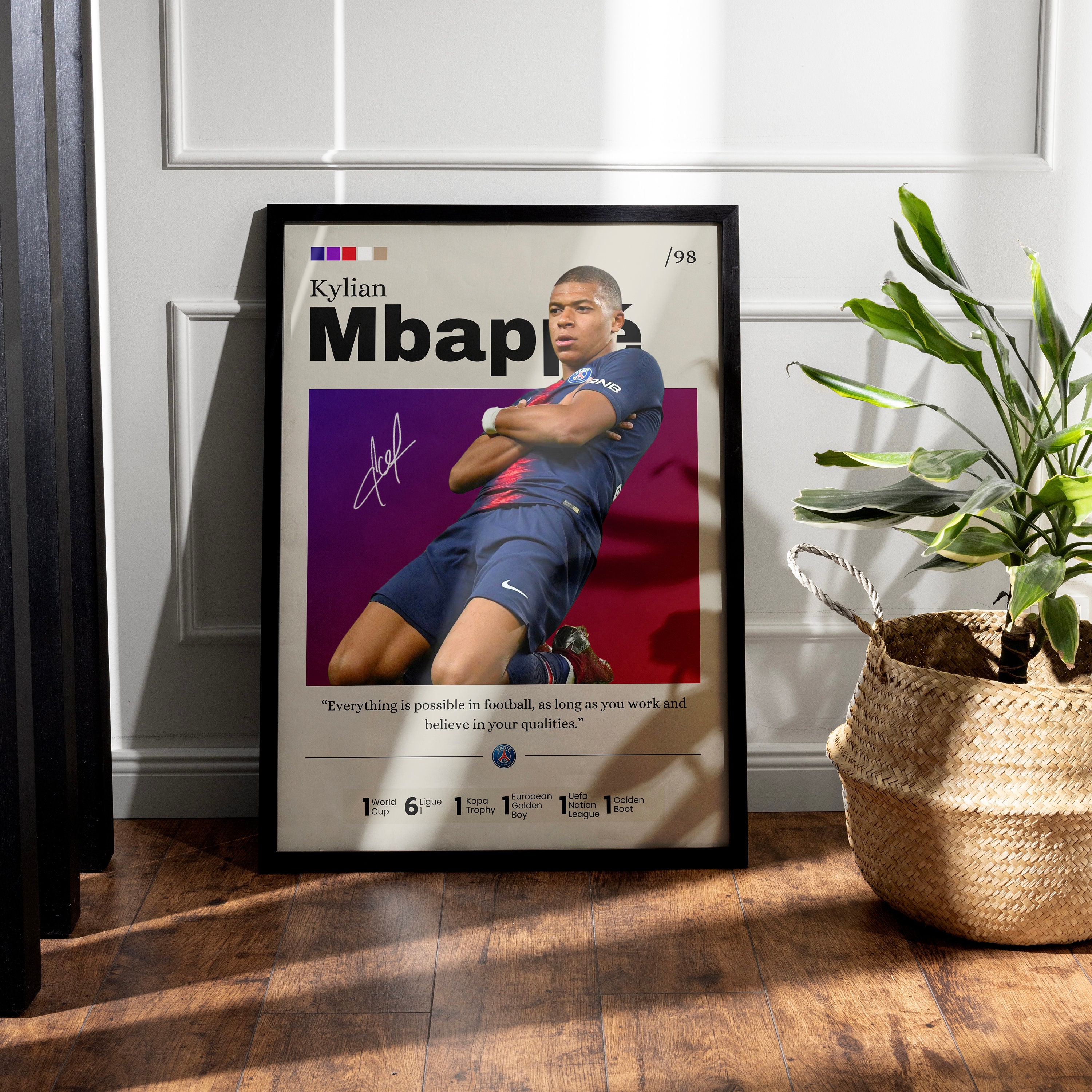 Buy Kylian Mbappé Poster, Soccer Art Print, Mbappé Decor, Football ...