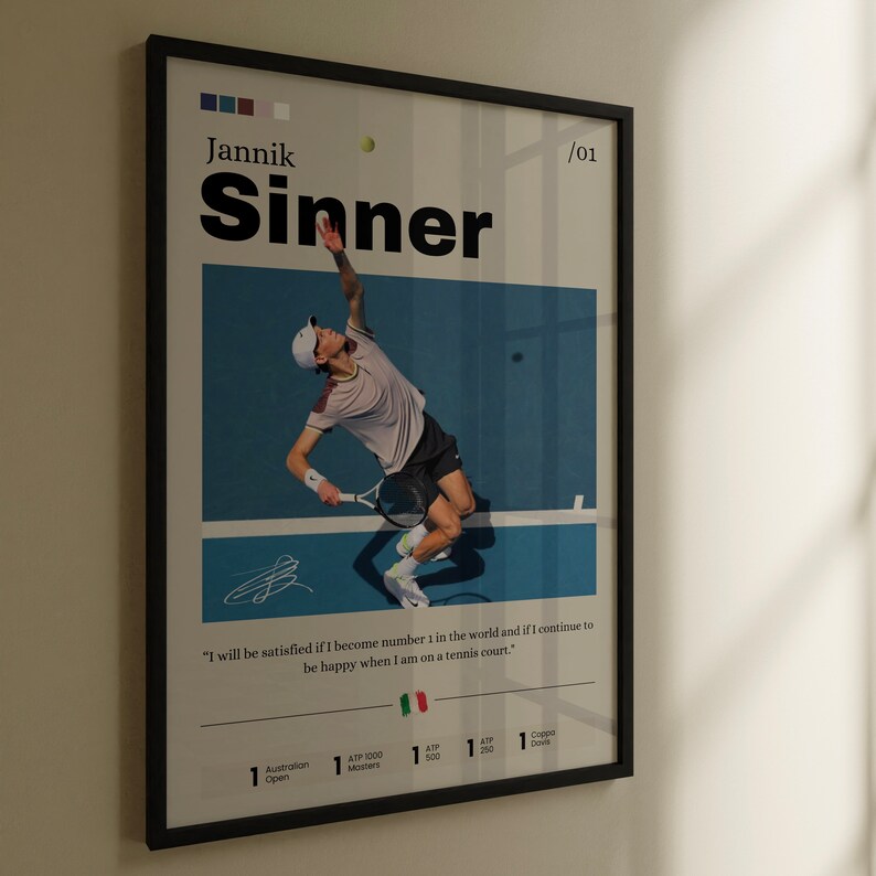 Jannik Sinner Poster, Tennis Poster, Tennis Star Wall Art, Home Decor ...