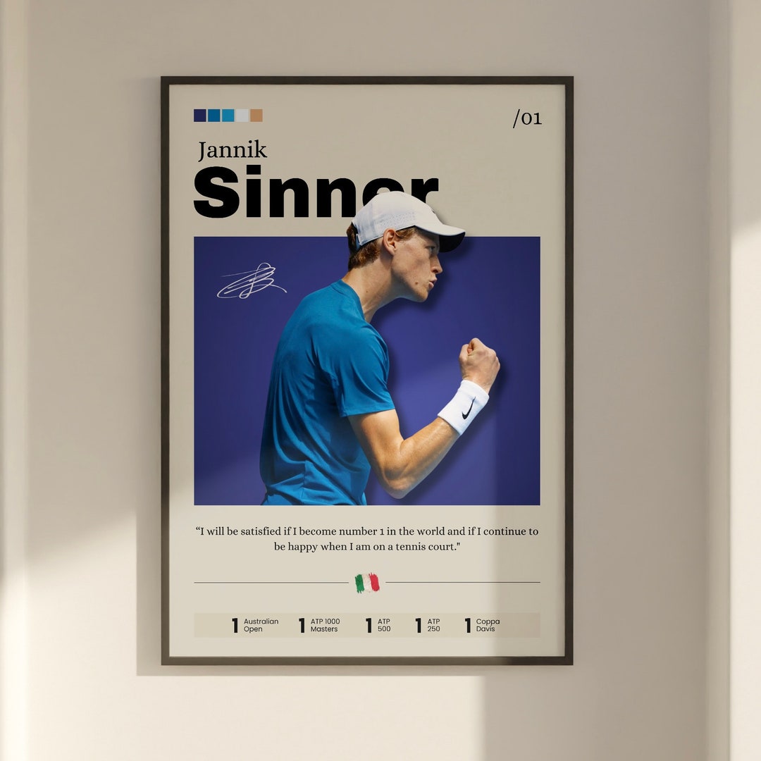 Jannik Sinner Poster, Tennis Poster, Tennis Star Wall Art, Home Decor ...