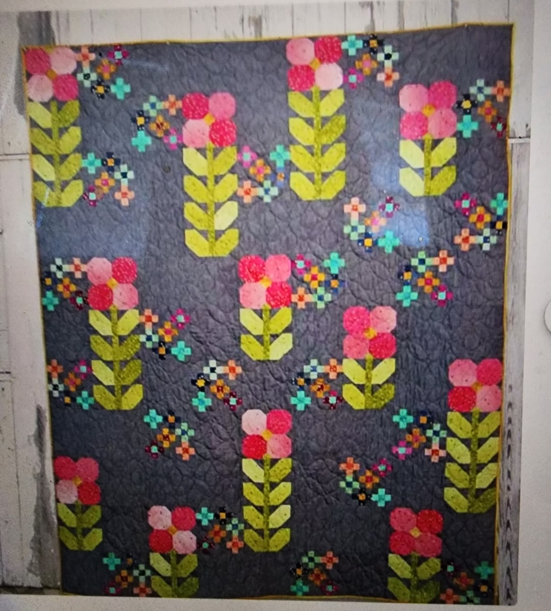 Walk in the Park Modern Flower Quilt Kit - Etsy