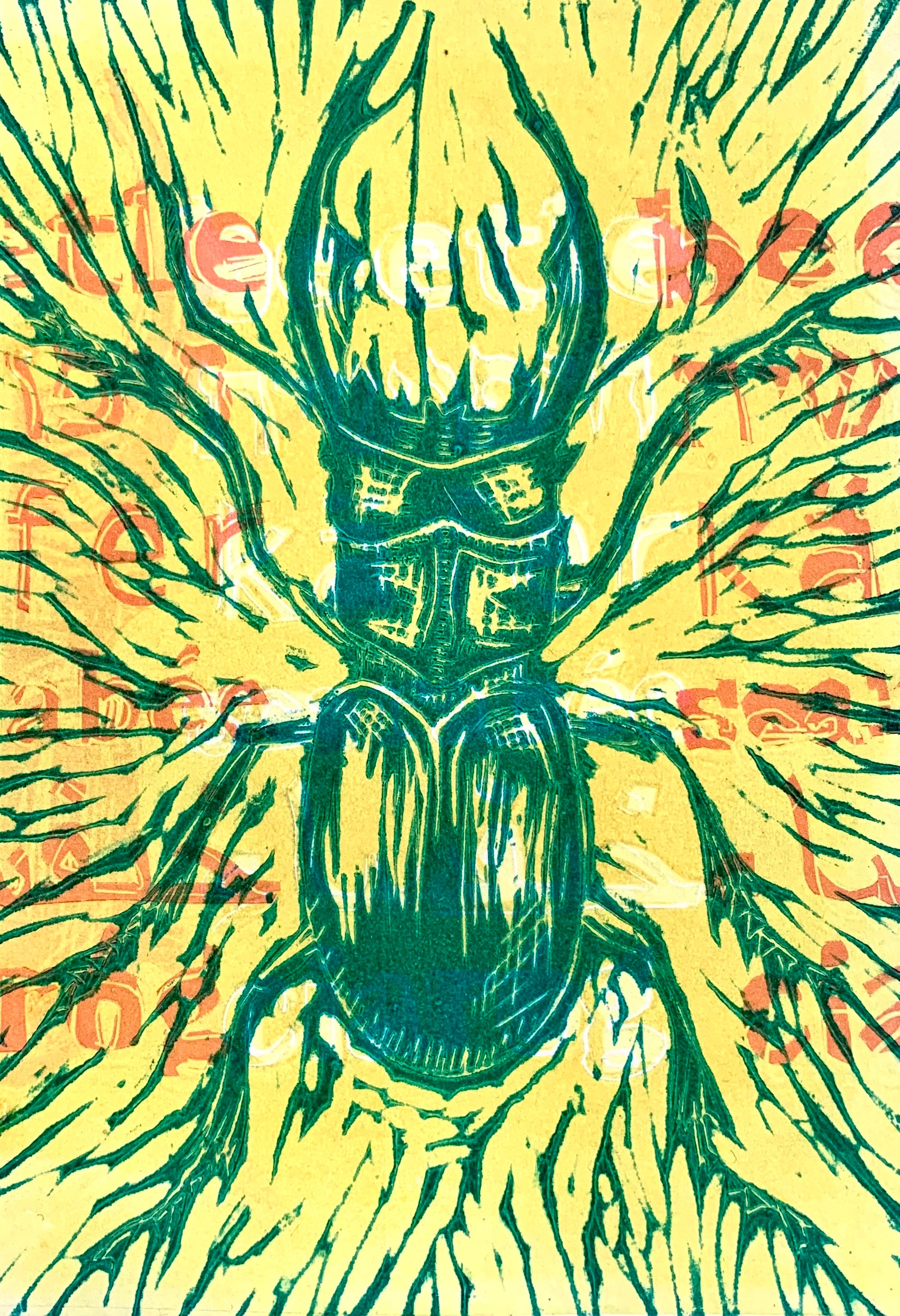 Colorful Beetle Linocut Artwork (digital Bug Prints) - Etsy