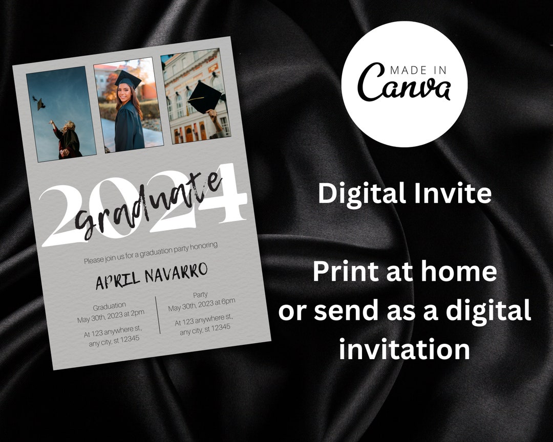 Editable Graduation Invitation Template With Photos - Instant Download ...