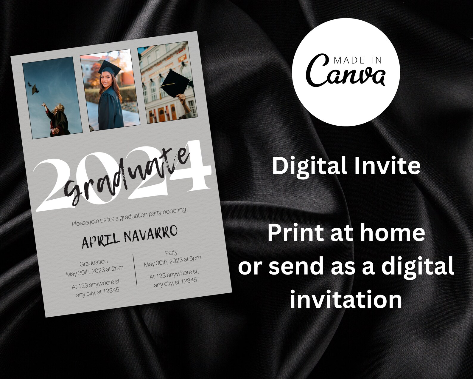 Editable Graduation Invitation Template With Photos - Instant Download ...