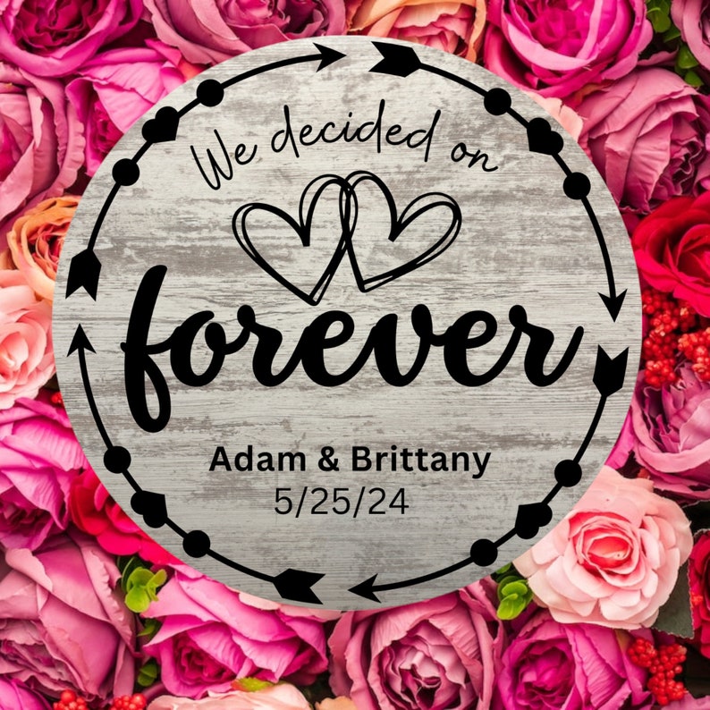 Round Wedding Engagement Wood Sign 16in/14in/12in - Etsy