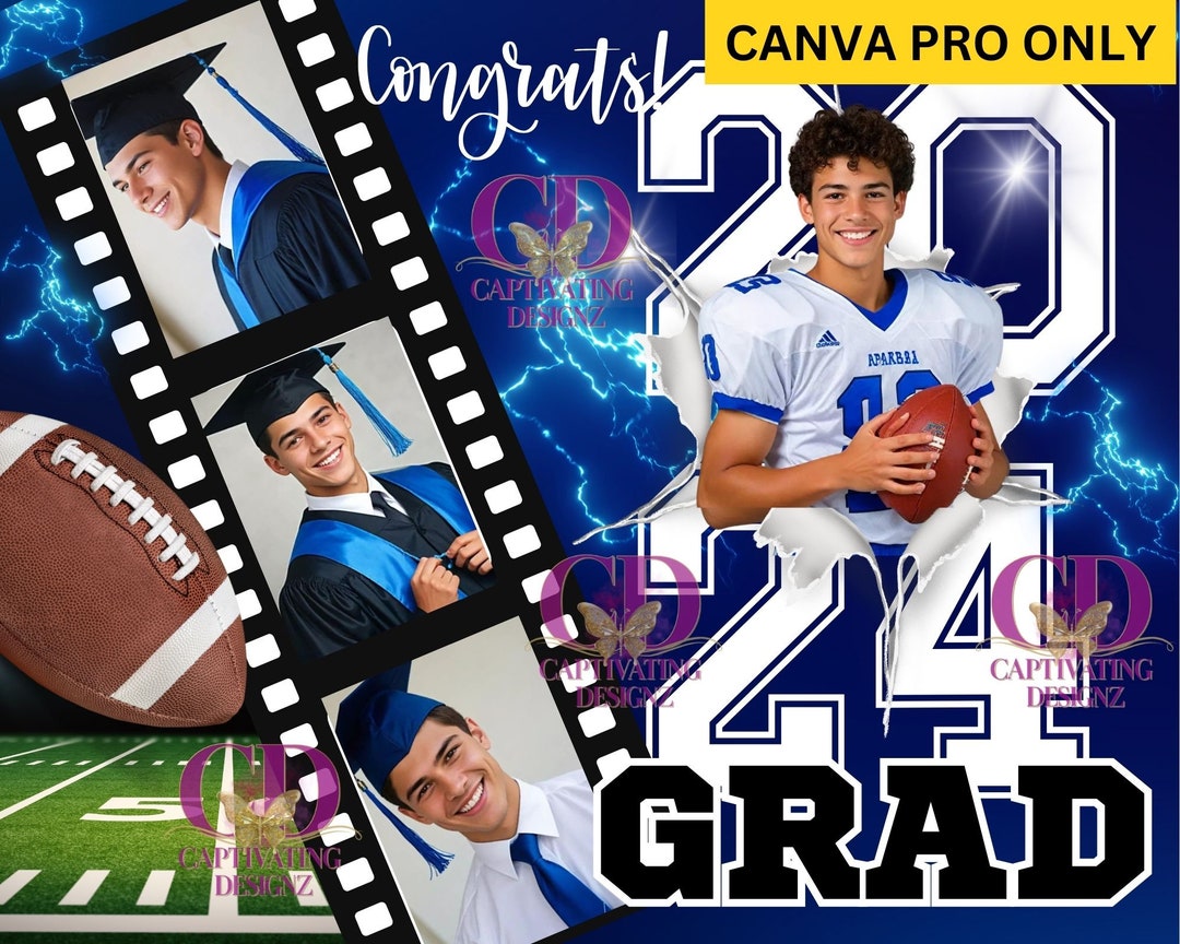 Graduation Template - Football, Photo Collage, Football - Etsy