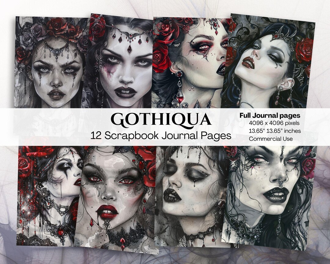 Lady Digital Paper, Gothic Woman, Vampire, Goth Princess, Red Black ...