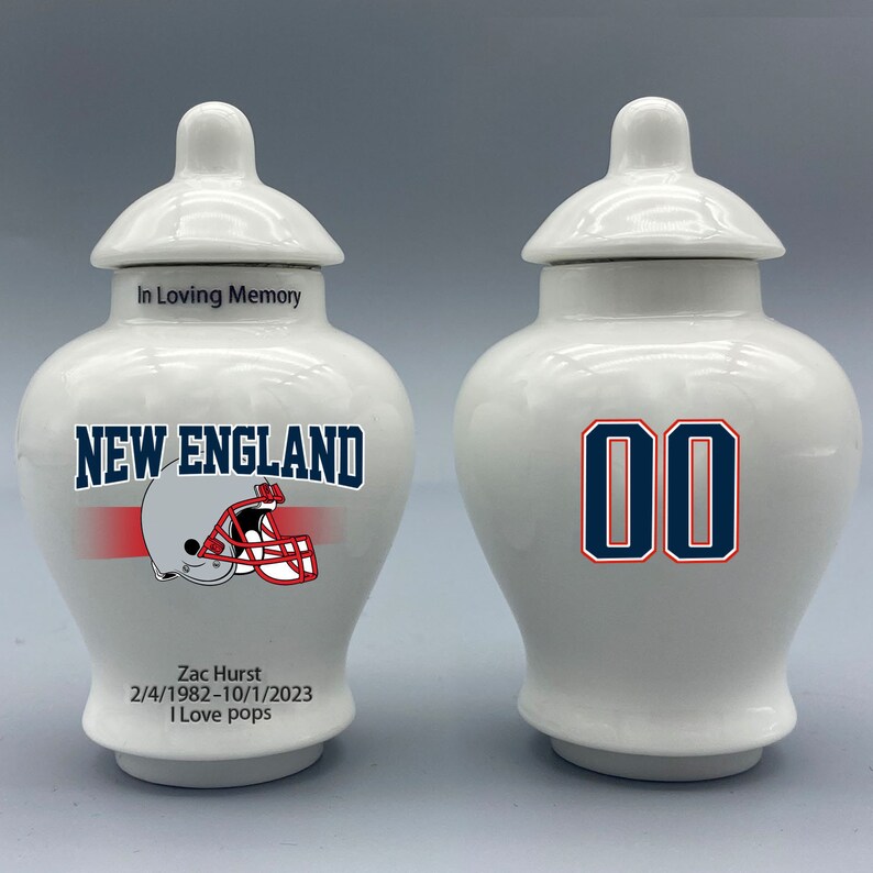 Mini New England Urn Football Team Thematic for Custom Any Name and ...