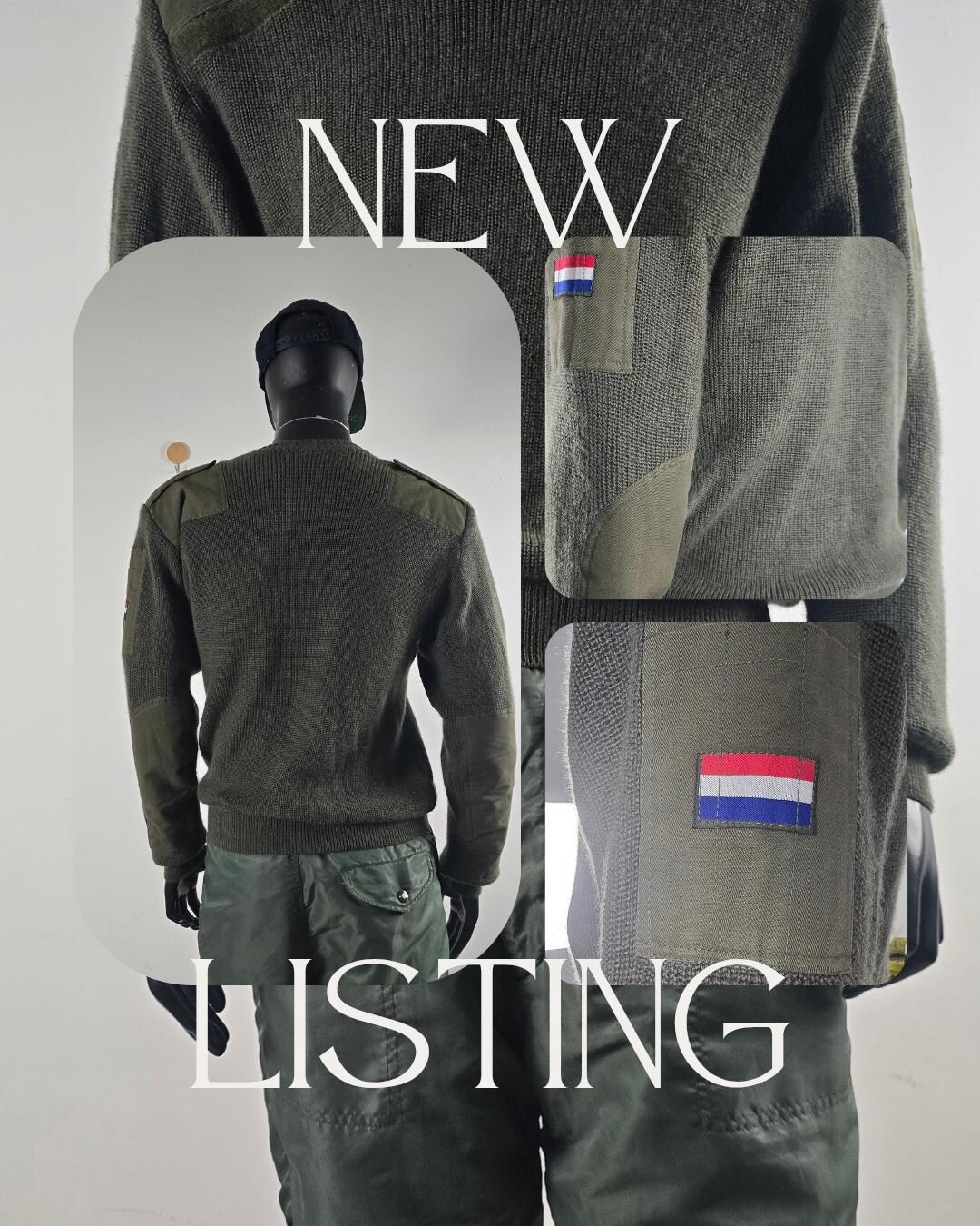 Vintage Dutch Army Wool Commando Sweater | Olive Green Military Jumper ...