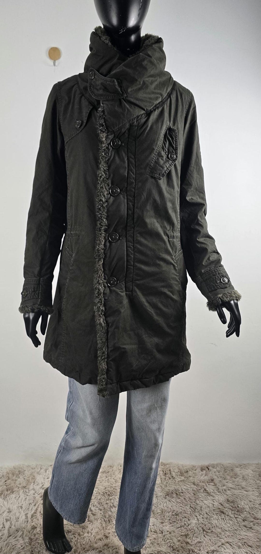 Vintage Johnbull Military Parka | Olive Green Faux Fur Winter Coat ...