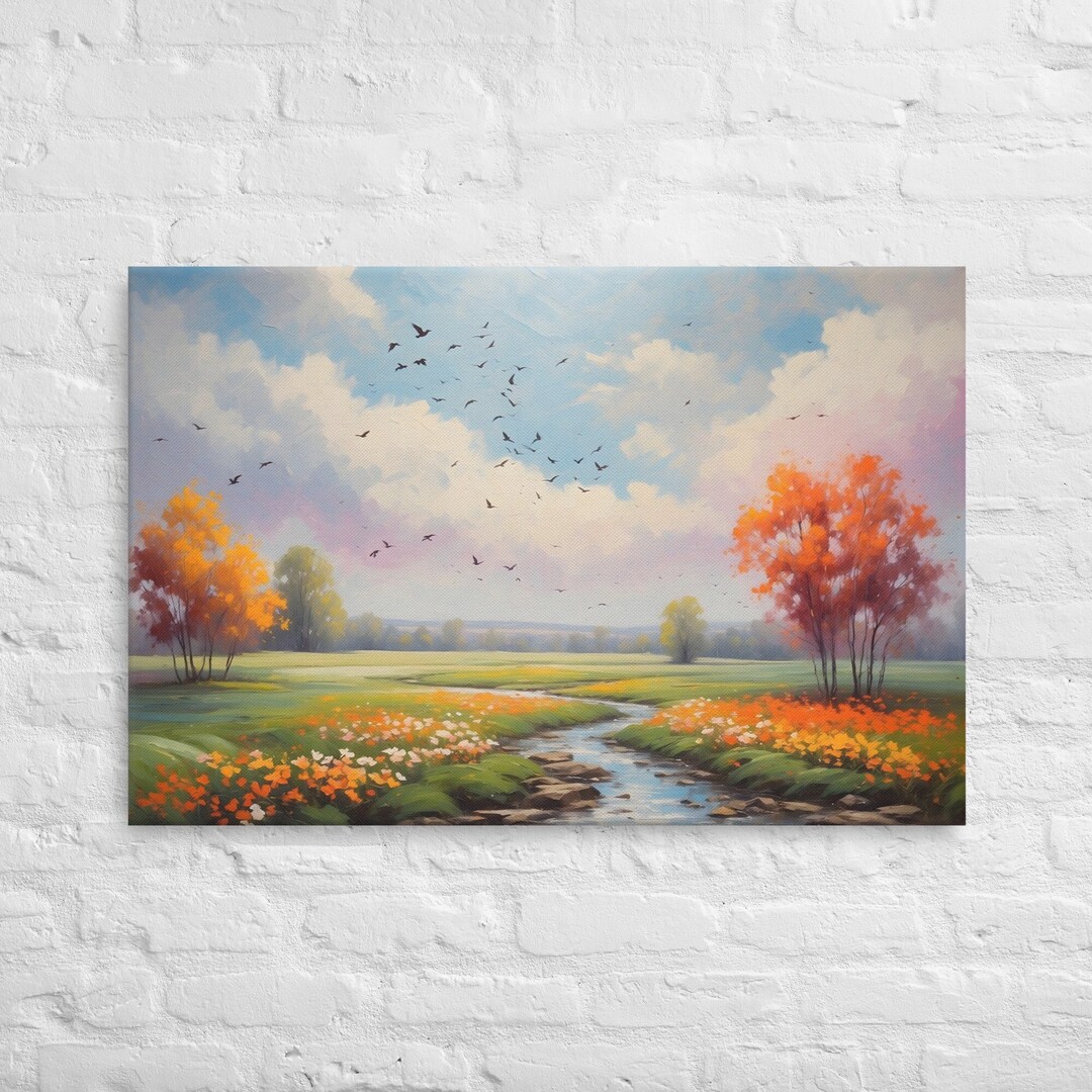 Spring Nature Landscape Canvas Wall Art, Ready to Hang Home Decor - Etsy