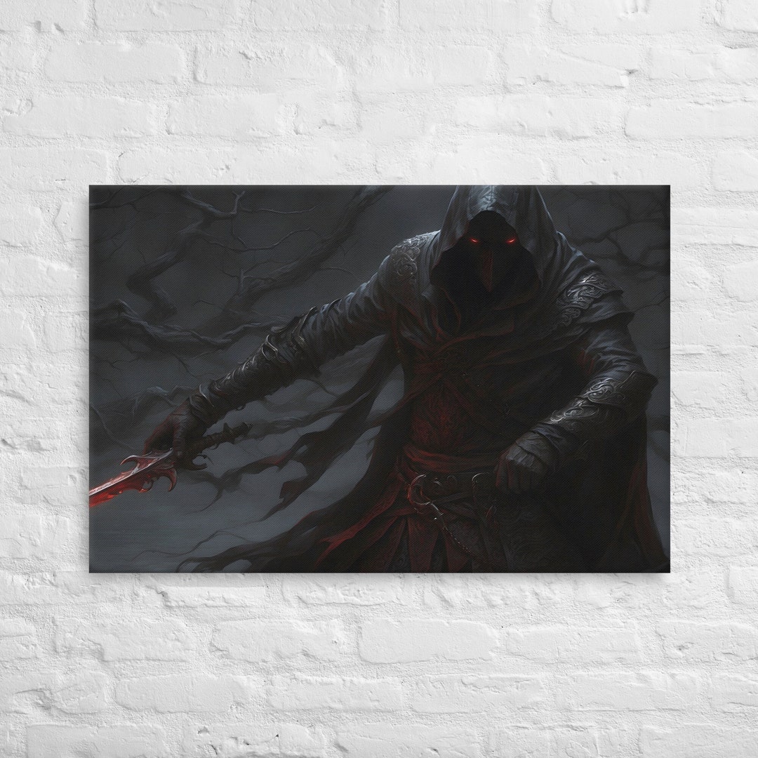 Cloaked Shadow Assassin Canvas Wall Art, Dark Rogue, Dnd, Ready to Hang ...