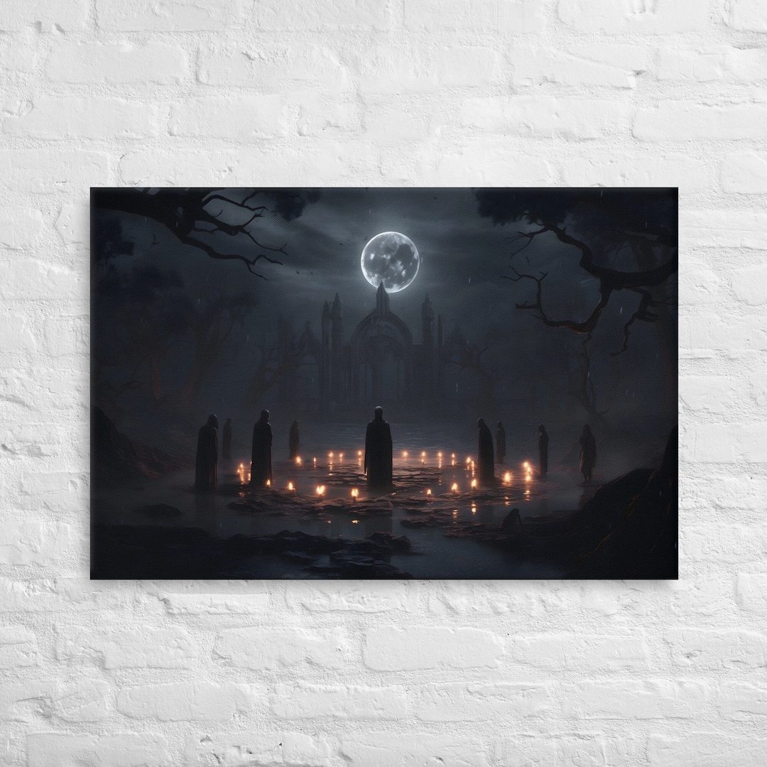 Witchcore Canvas Wall Art, Ritual in the Woods Alter, Ready to Hang ...
