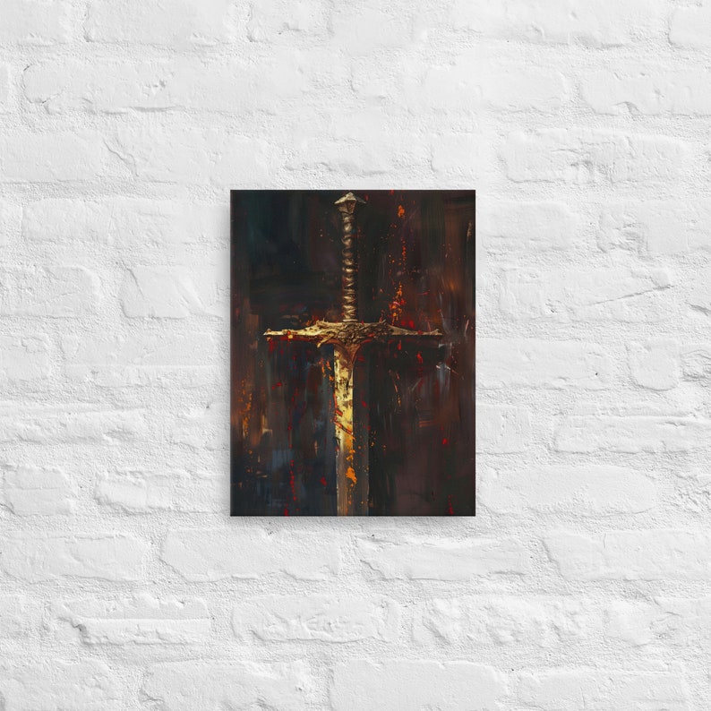 Medieval Sword Oil Painting: Chivalry Canvas Wall Decor - Etsy